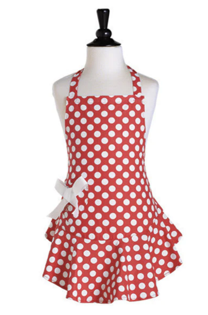 Child's Red & White Polka Dot Josephine Bib Apron – ApronWarehouse