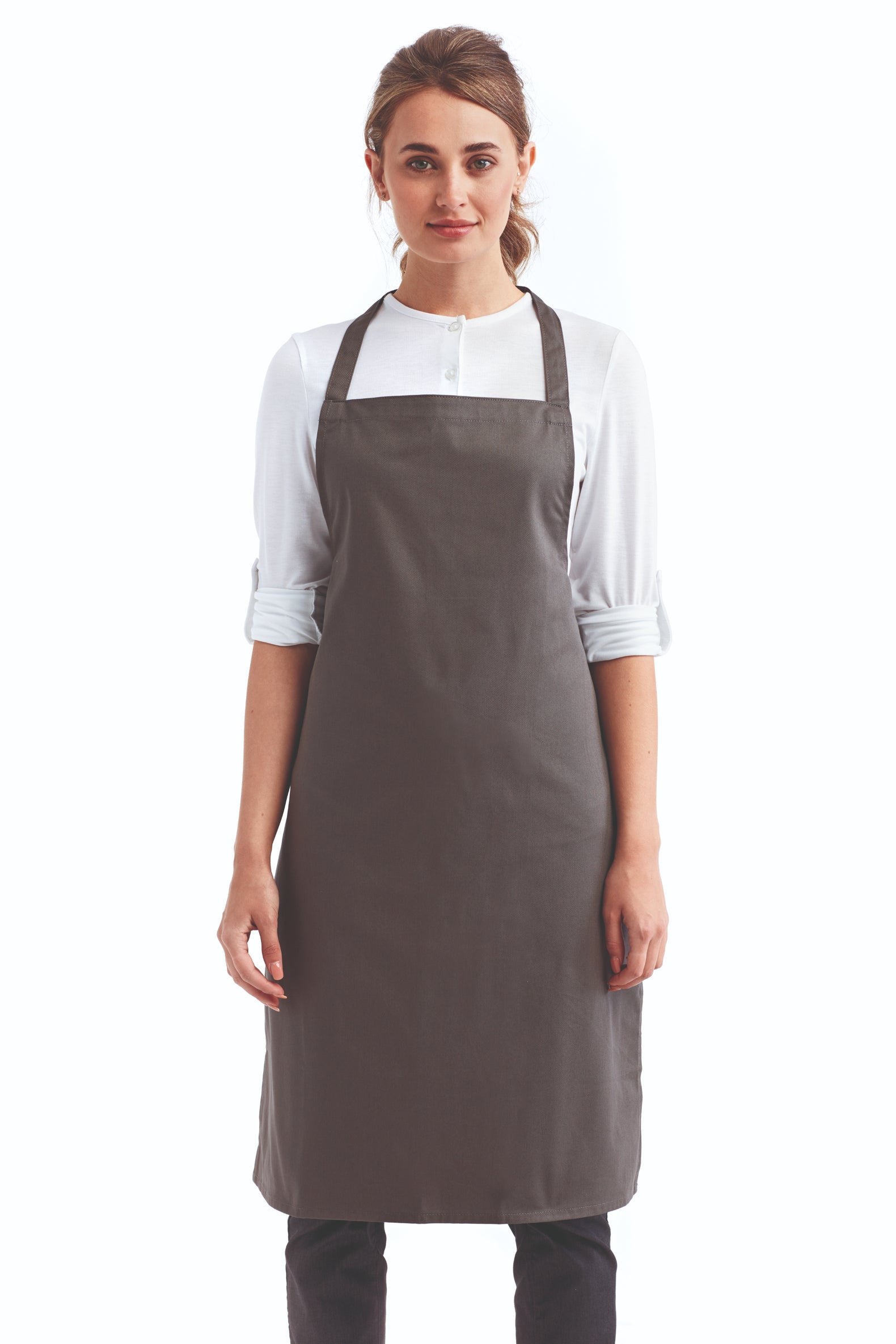 Dark Grey Organic Cotton Bib Apron (No Pockets) – ApronWarehouse