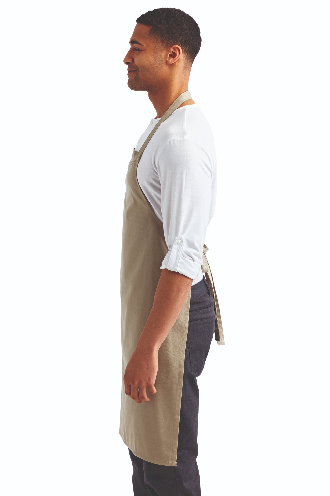 Khaki Organic Cotton Bib Apron (No Pockets) – ApronWarehouse