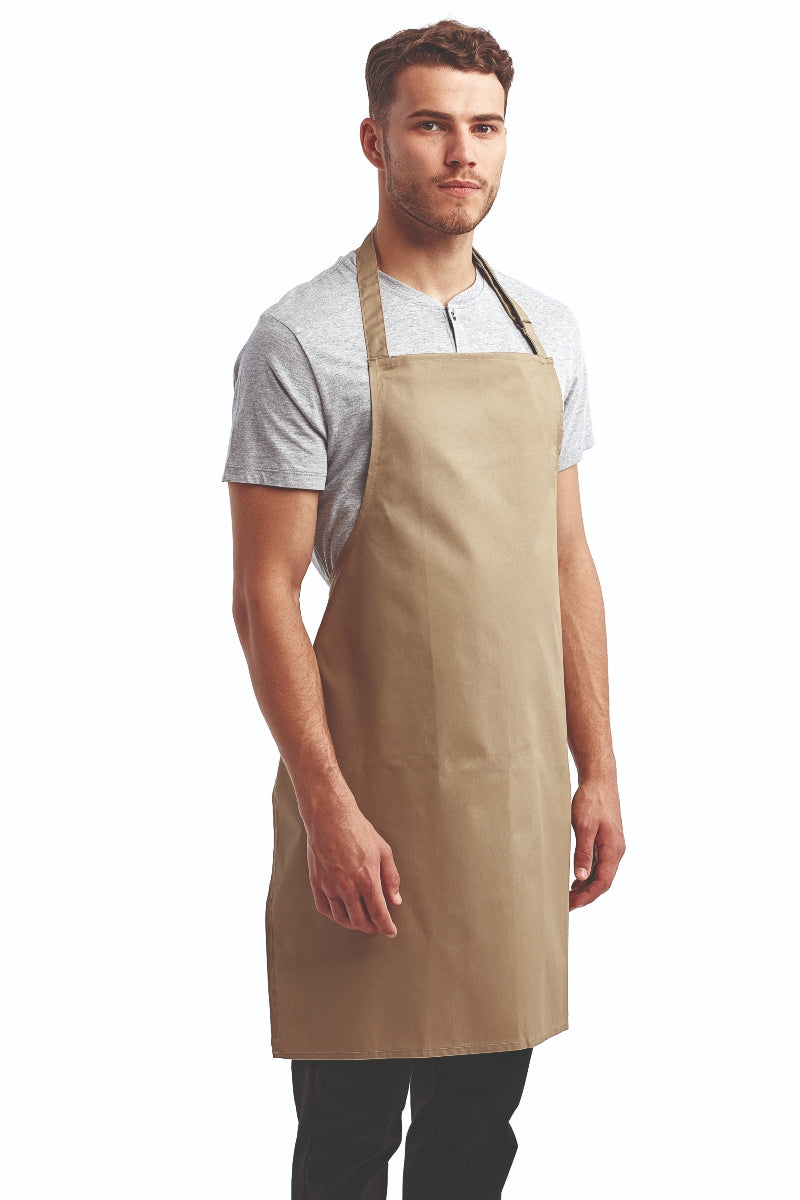 Khaki Sustainable Bib Apron (No Pockets) – ApronWarehouse