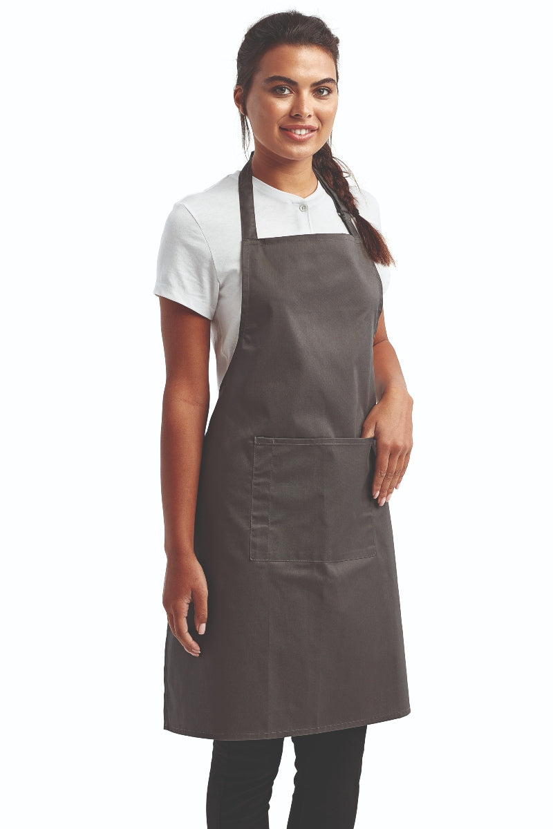 Dark Grey Sustainable Bib Apron (1 Pocket w/ Pencil Divide ...