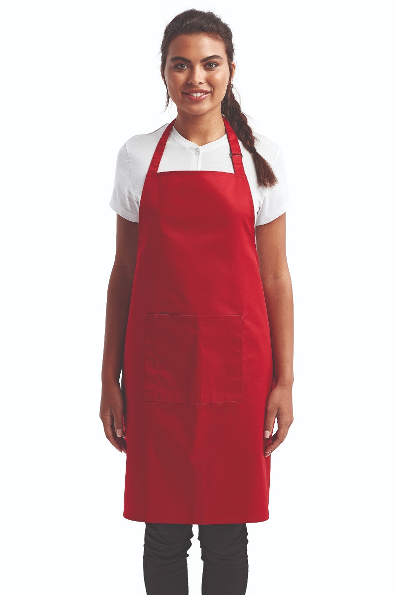 Red Sustainable Bib Apron (1 Pocket w/ Pencil Divide) – ApronWarehouse