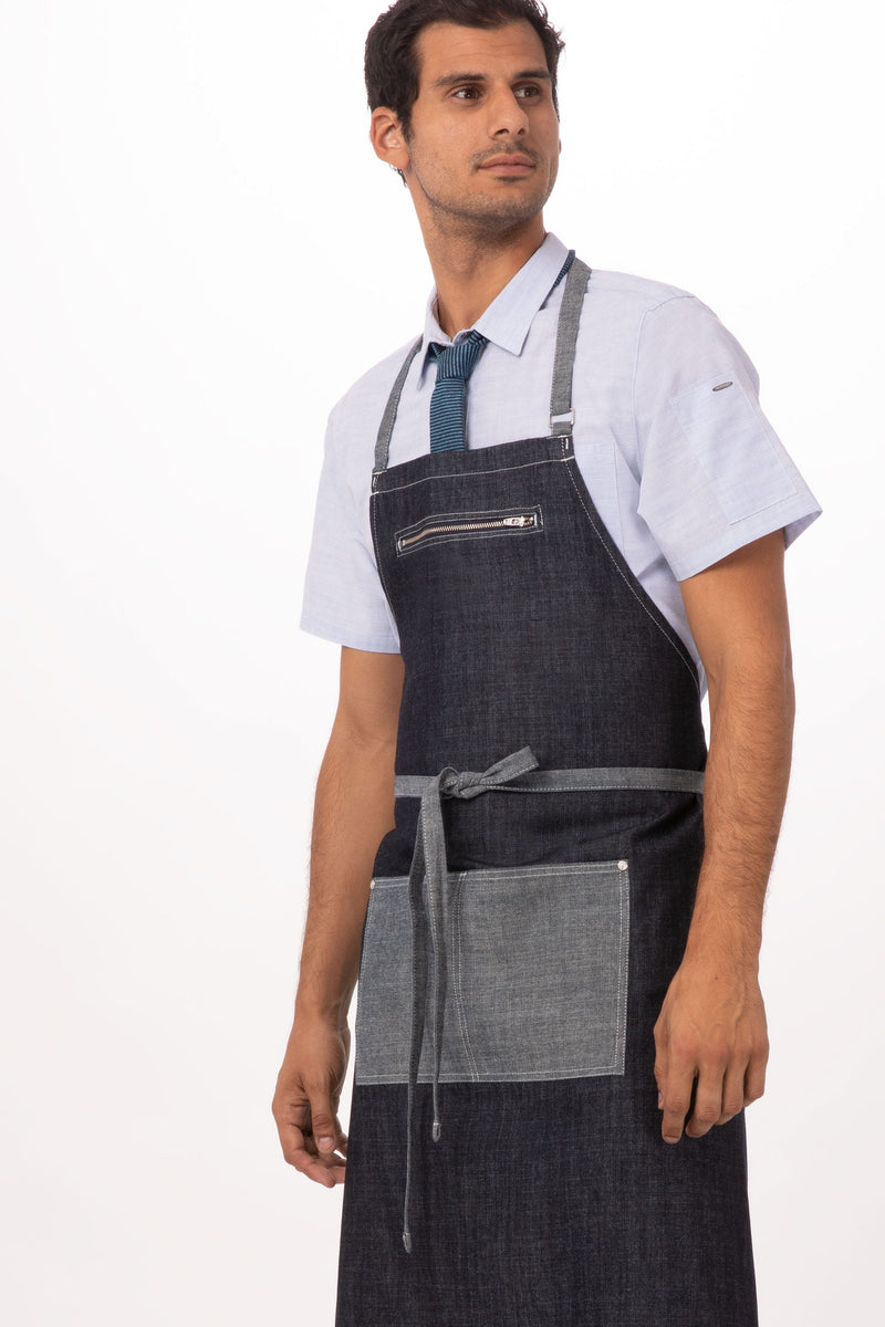 Manhattan Indigo Blue Denim Bib Apron – ApronWarehouse