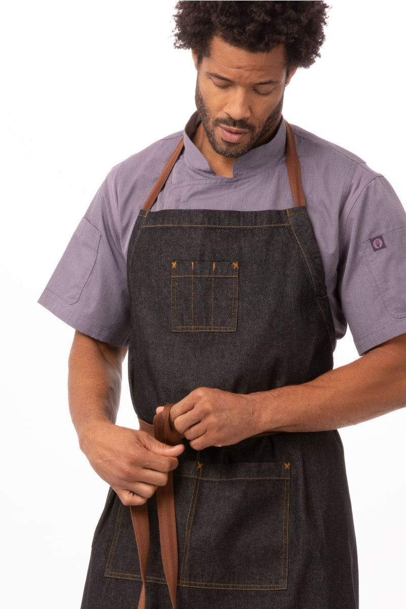 Memphis Black Denim Chefs Bib Apron – ApronWarehouse