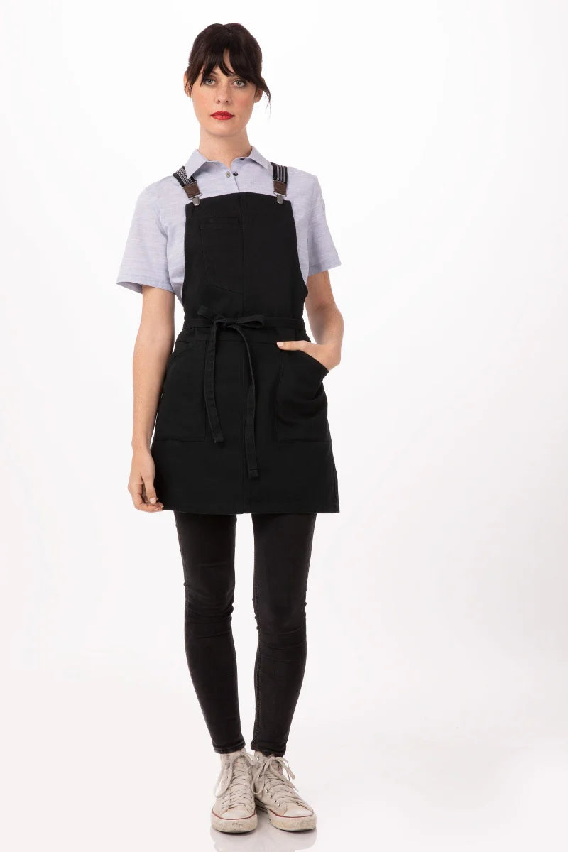 Berkeley Jet Black Denim Short Bib Snap Apron – ApronWarehouse