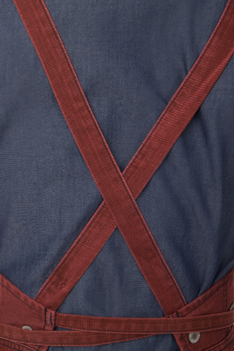 Uptown Cross-Back Red-Navy Bib Apron – ApronWarehouse
