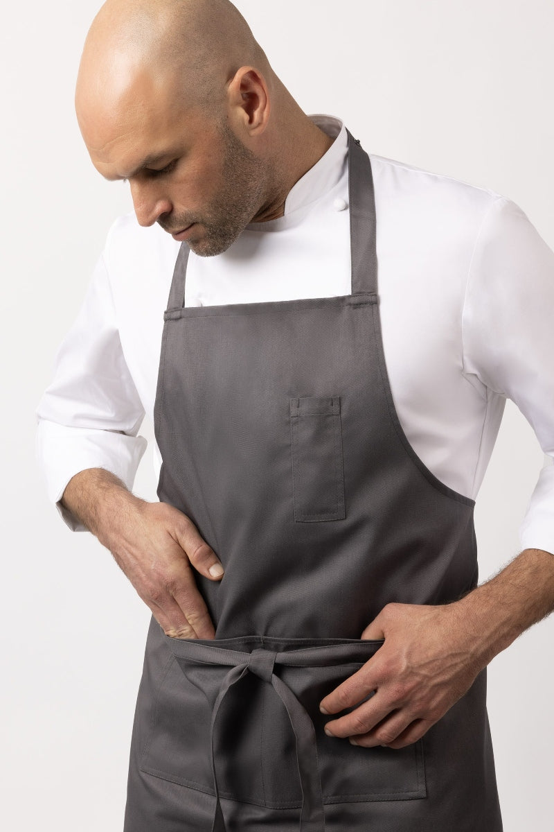 Ceylany Grey Bib Apron (5 Pockets) – ApronWarehouse