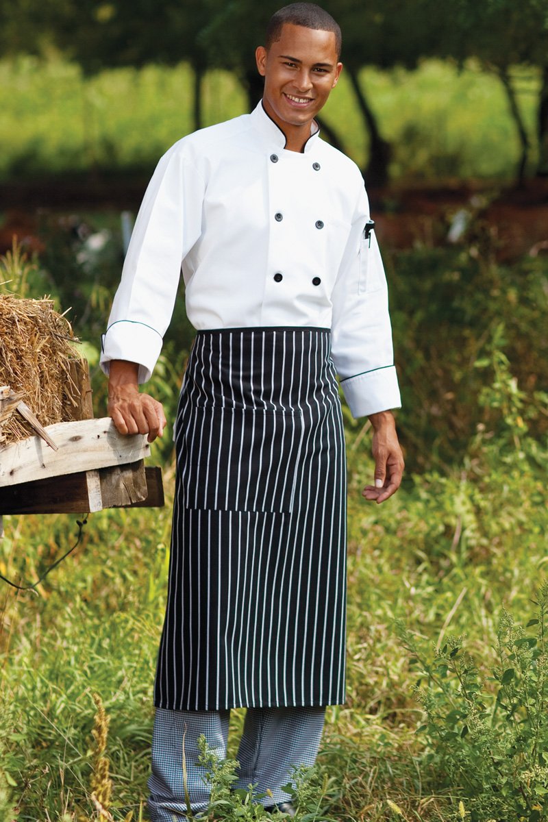 Black Chalkstripe Full Bistro Apron (1 Pocket) – ApronWarehouse