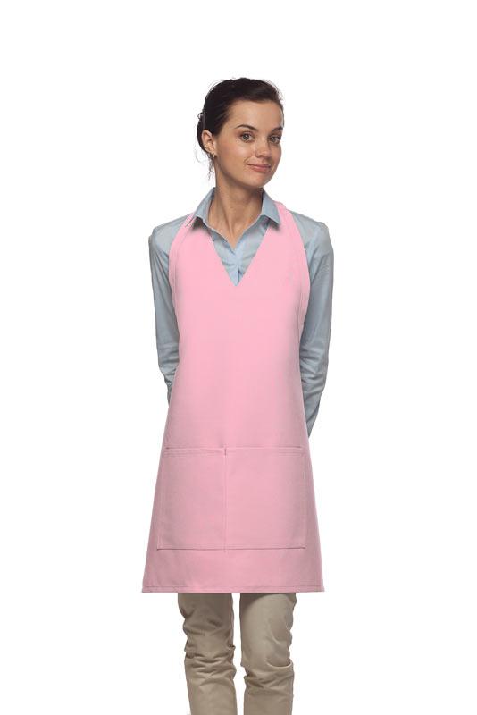 Pink Deluxe V-Neck Tuxedo Apron (2 Pockets) – ApronWarehouse